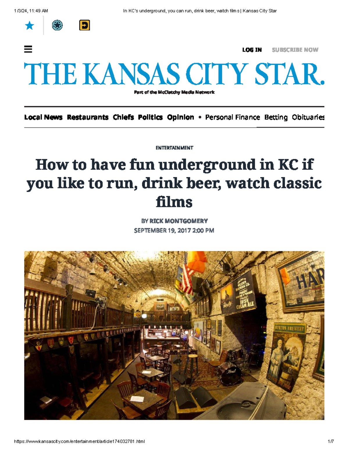 In KC’s underground, you can run, drink beer, watch films Kansas City ...
