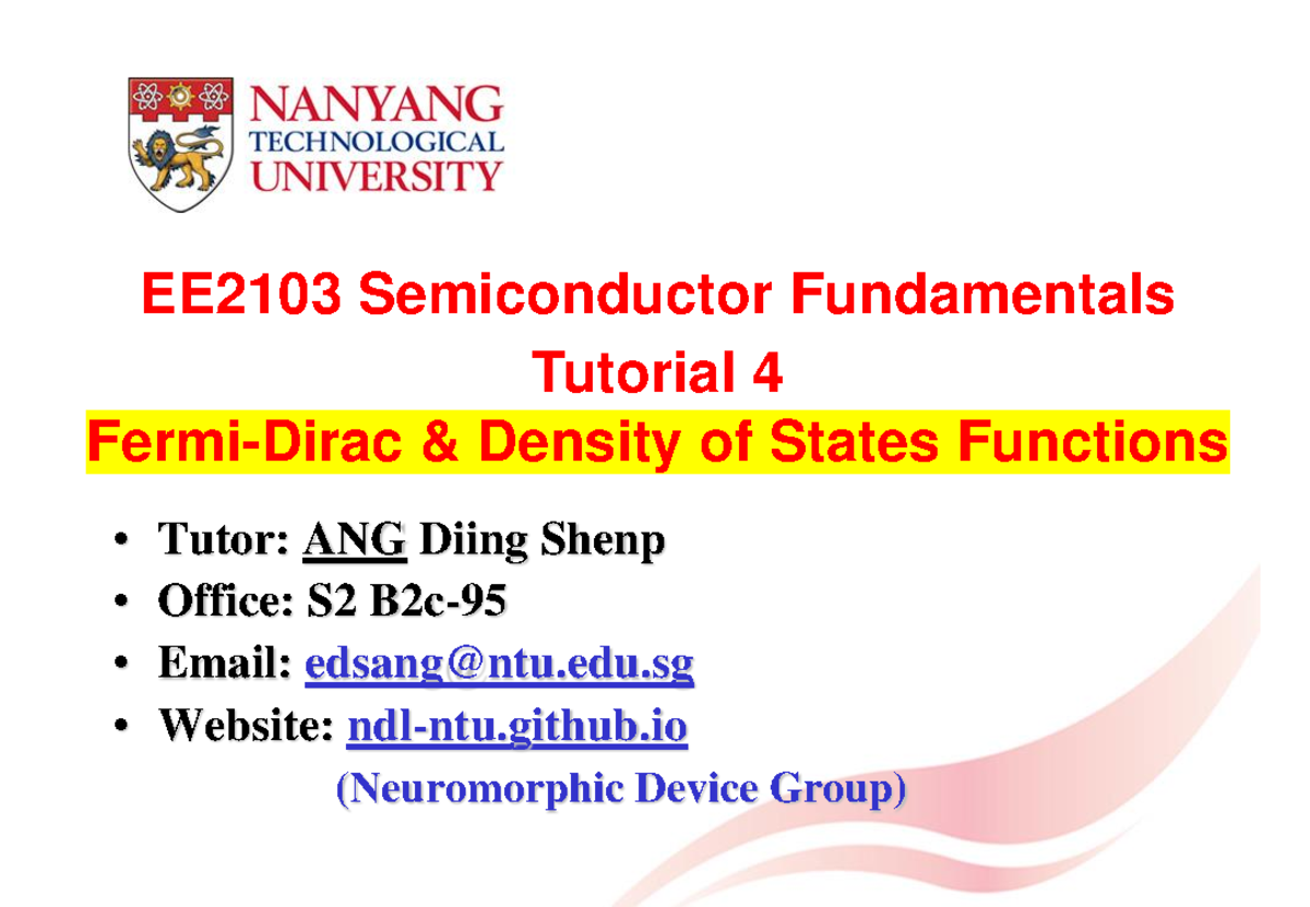 Tutorial 4 - tut - H3 Semiconductor Physics & Devices Tutorial 1 – Page ...