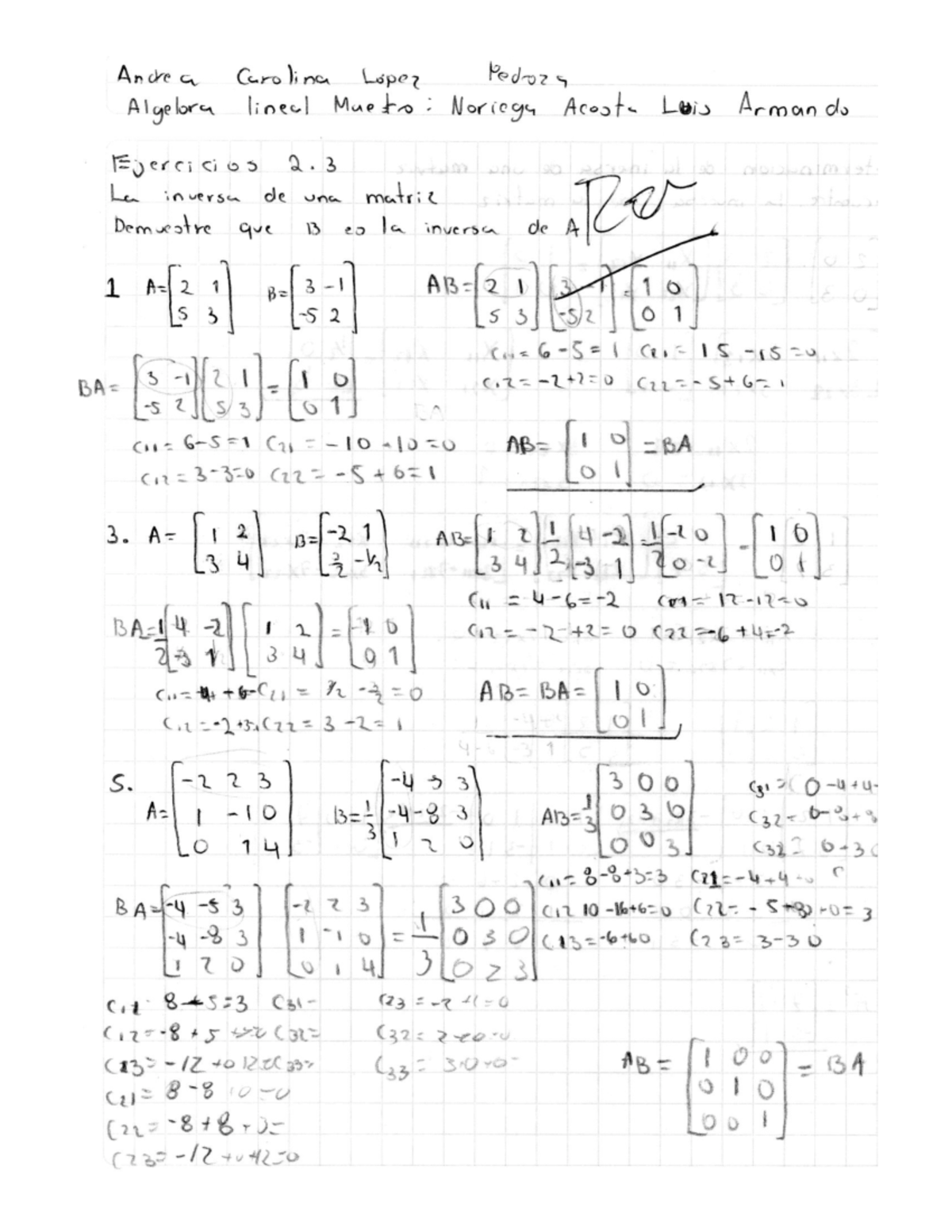 Ejercicios CON Matrices 2.3 - Algebra Lineal - Studocu