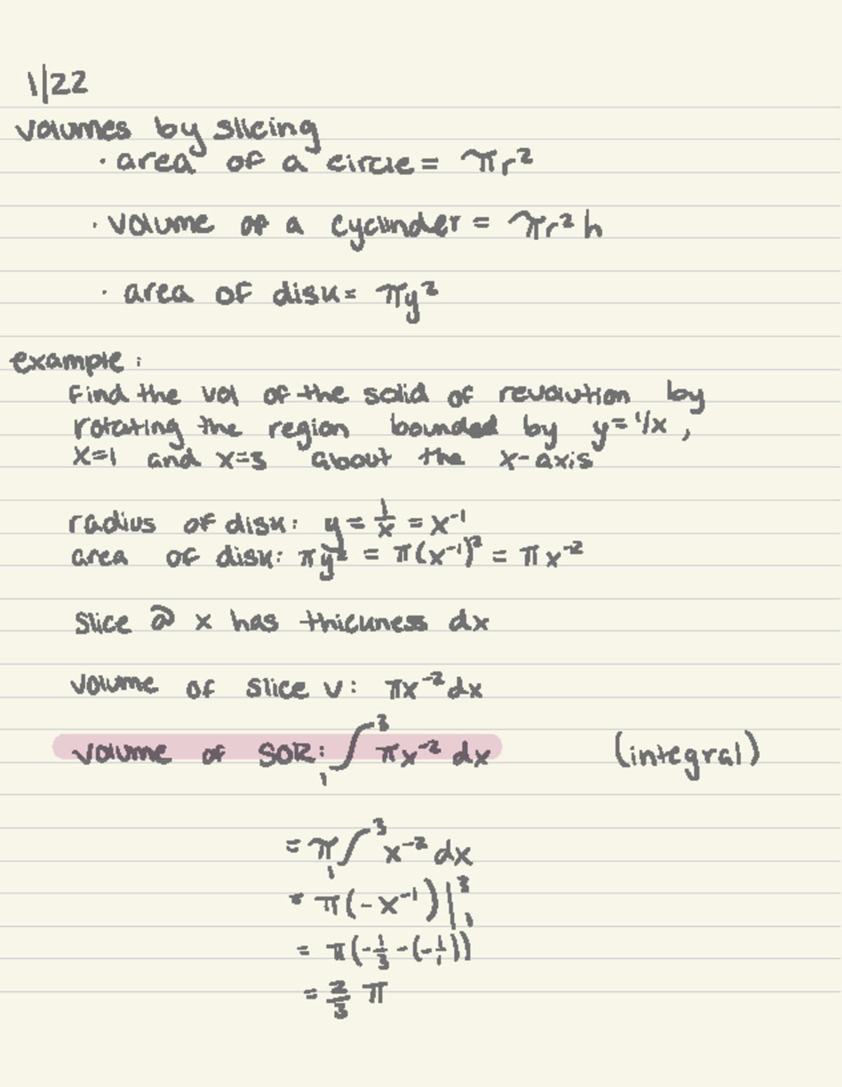 Math 172: Calculus II - 1/ Volumes by slicing area of a circle = TIP ...