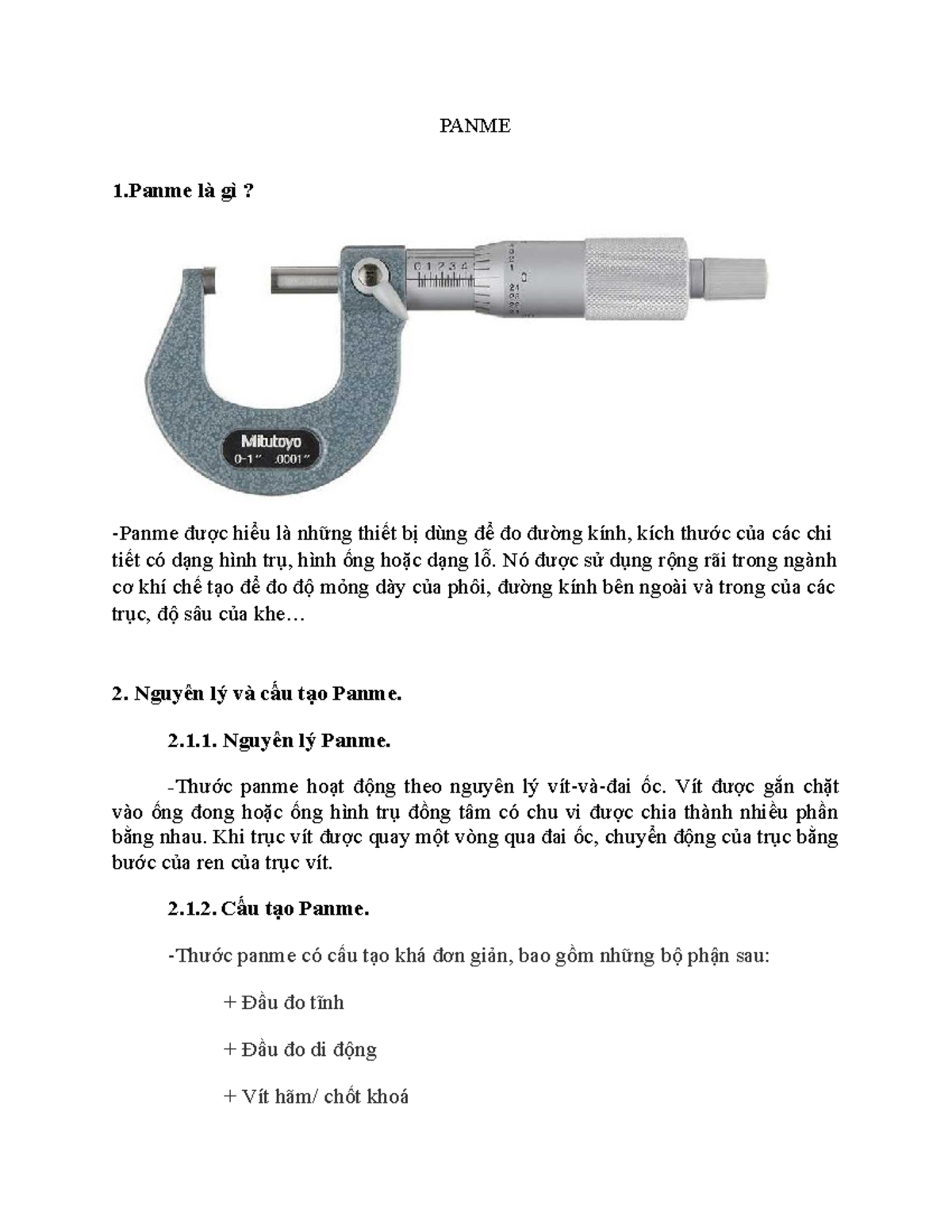 Panme thuoc do ki thuat - PANME 1 là gì? -Panme được hiểu là những ...