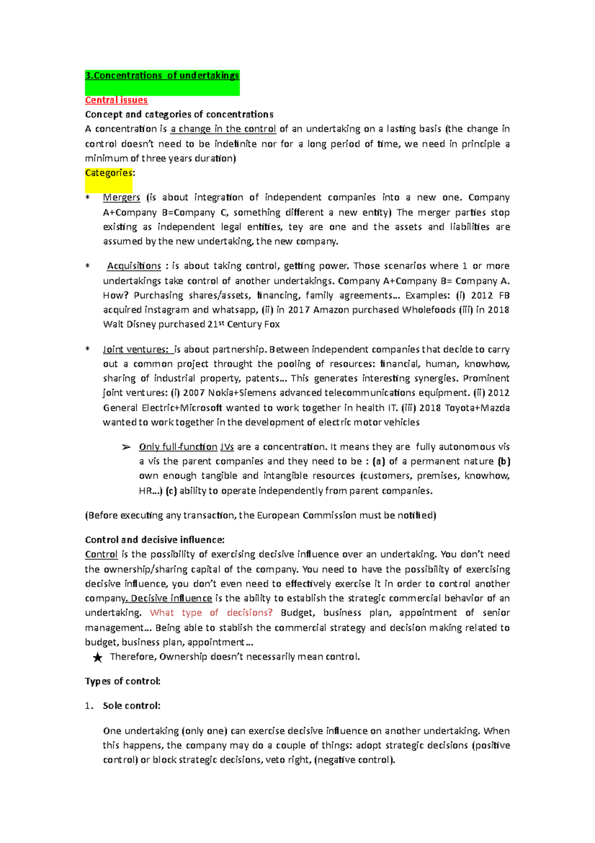 3.Concentrations of undertakings - 3+ons of undertakings Central issues ...