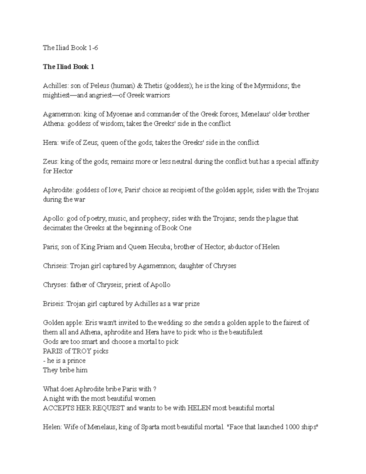 The Iliad Book 1-6 - HUMN 115 Dr.Nicole Miller - The Iliad Book 1- The ...