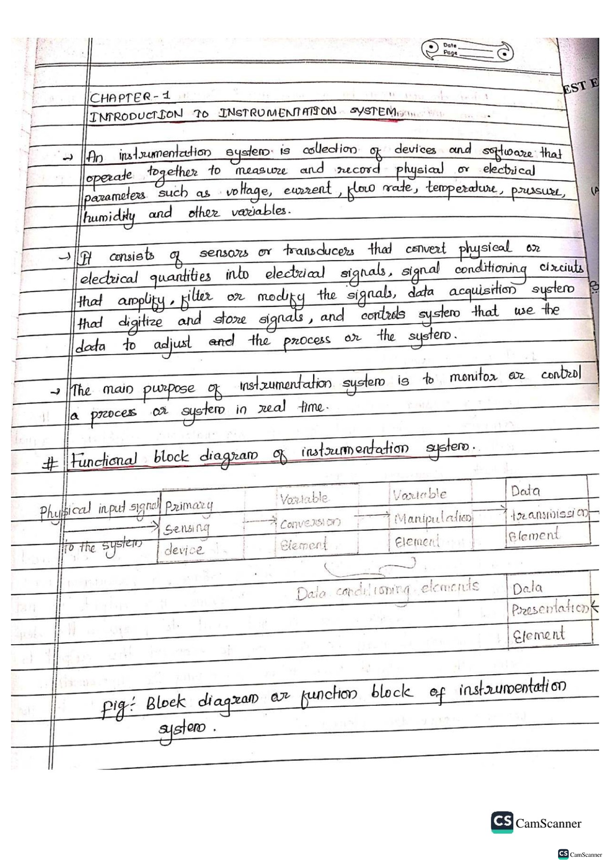 Instrumentation-notes handwritten - Date Page 1 EST E INTRODUCTION TO ...