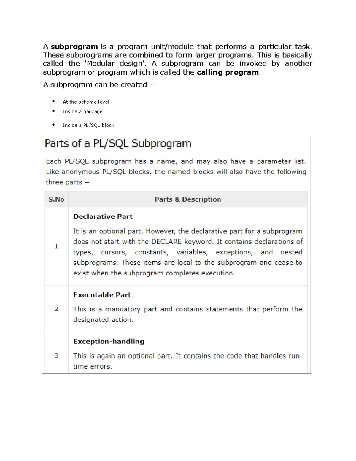 Procedure exp : Big data - A subprogram is a program unit/module that performs a particular task ...