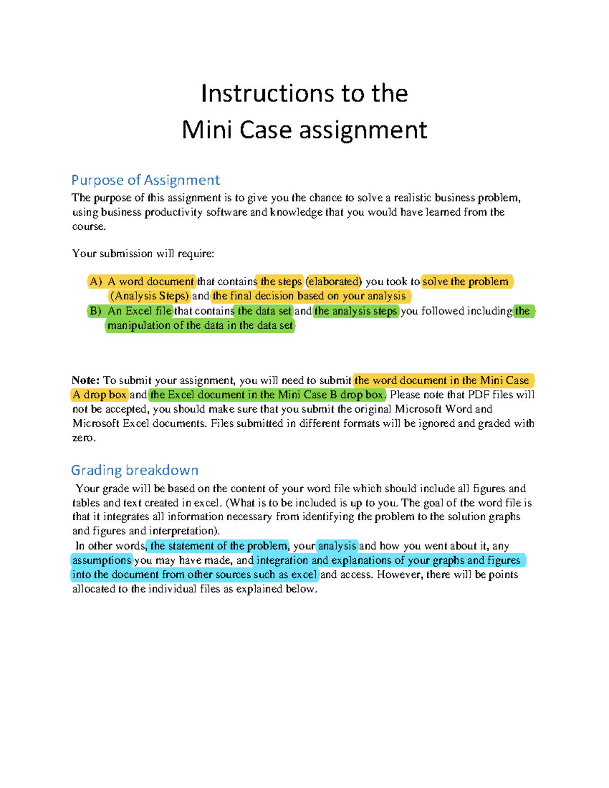 Mini Case Instructions - Instructions to the Mini Case assignment ...