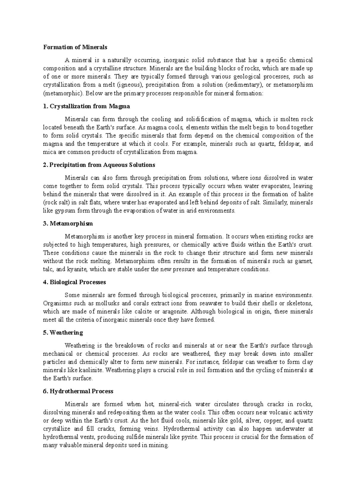 Formation of Minerals - Minerals are the building blocks of rocks ...
