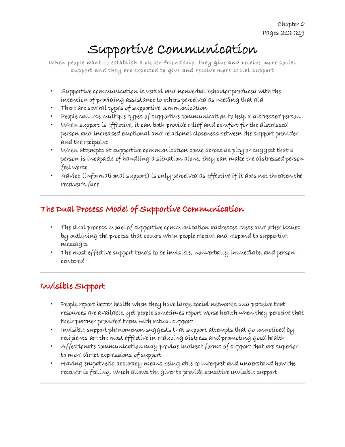 Supportive Communication (Chapter 2 pg 212-219) - Chapter 2 Pages 212 ...