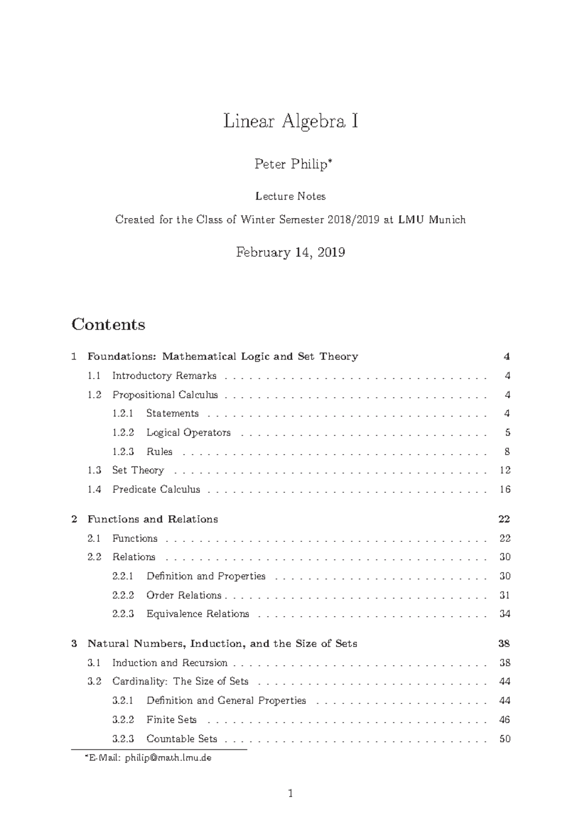 Philip Peter Linear Algebra 1 - Linear Algebra I Peter Philip∗ Lecture ...