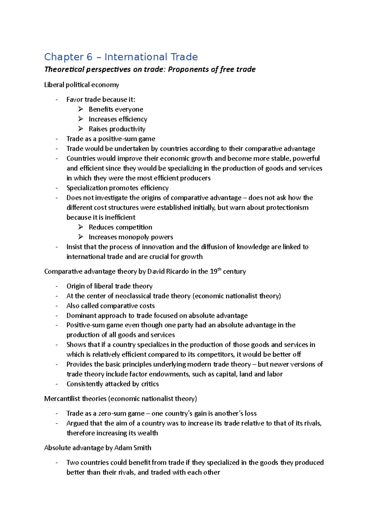6 Chapter 6 International Trade - Chapter 6 – International Trade ...