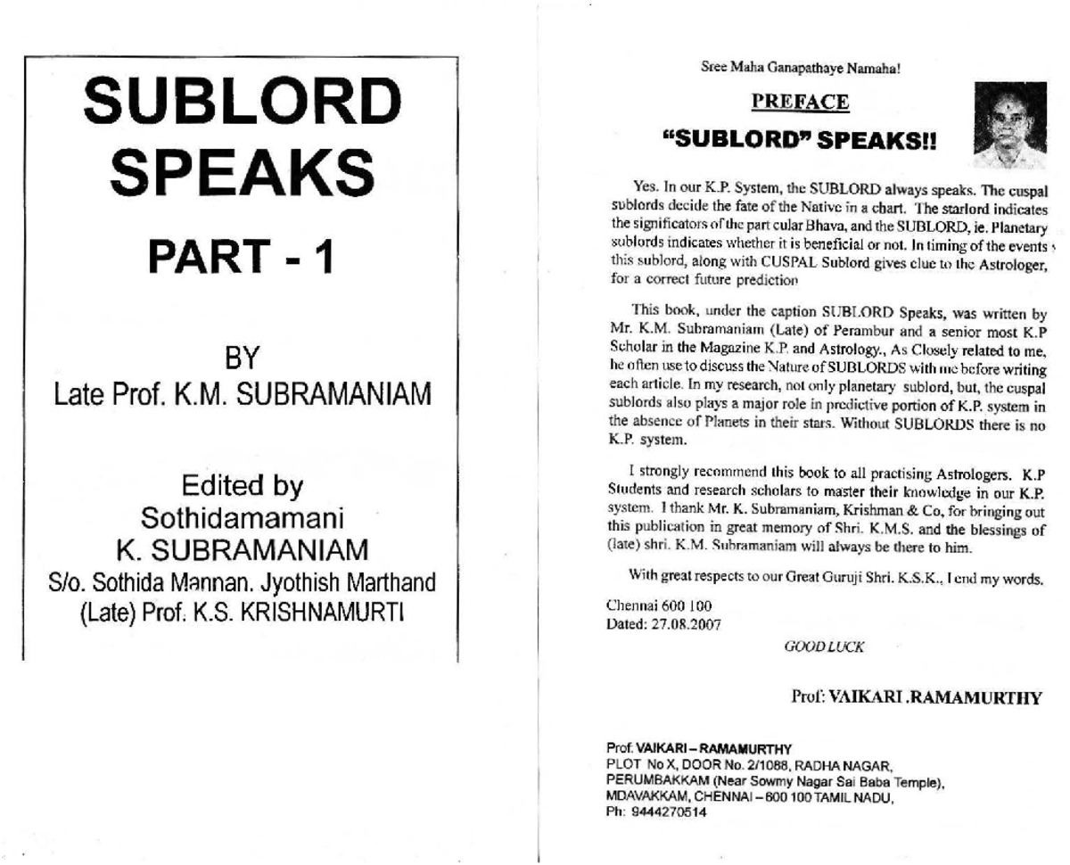 Sub lord speaks part 1 - Lectures regarding astro 4 step theory - SUB ...