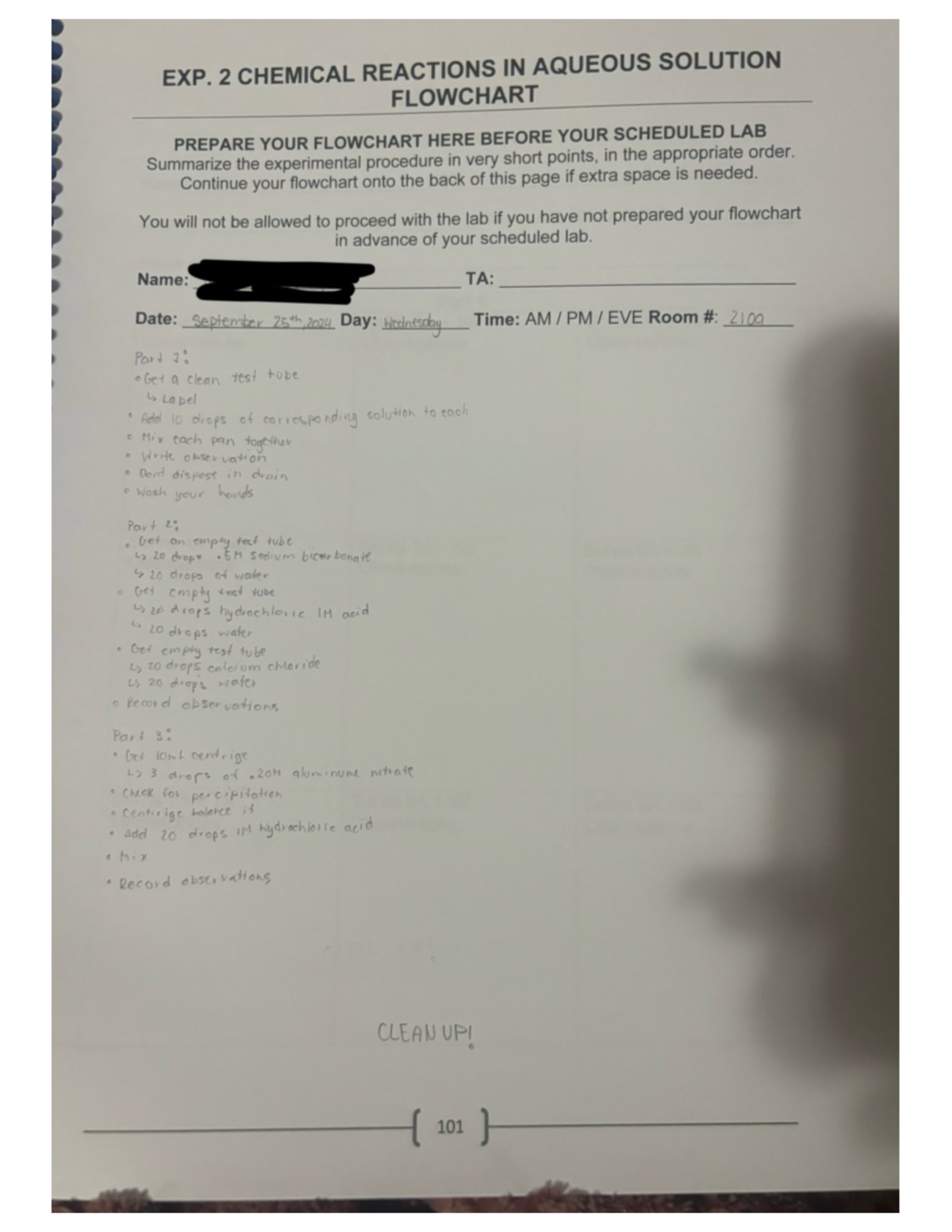 Chem flowchart Lab 2 - EXP. 2 CHEMICAL REACTIONS IN AQUEOUS SOLUTION ...