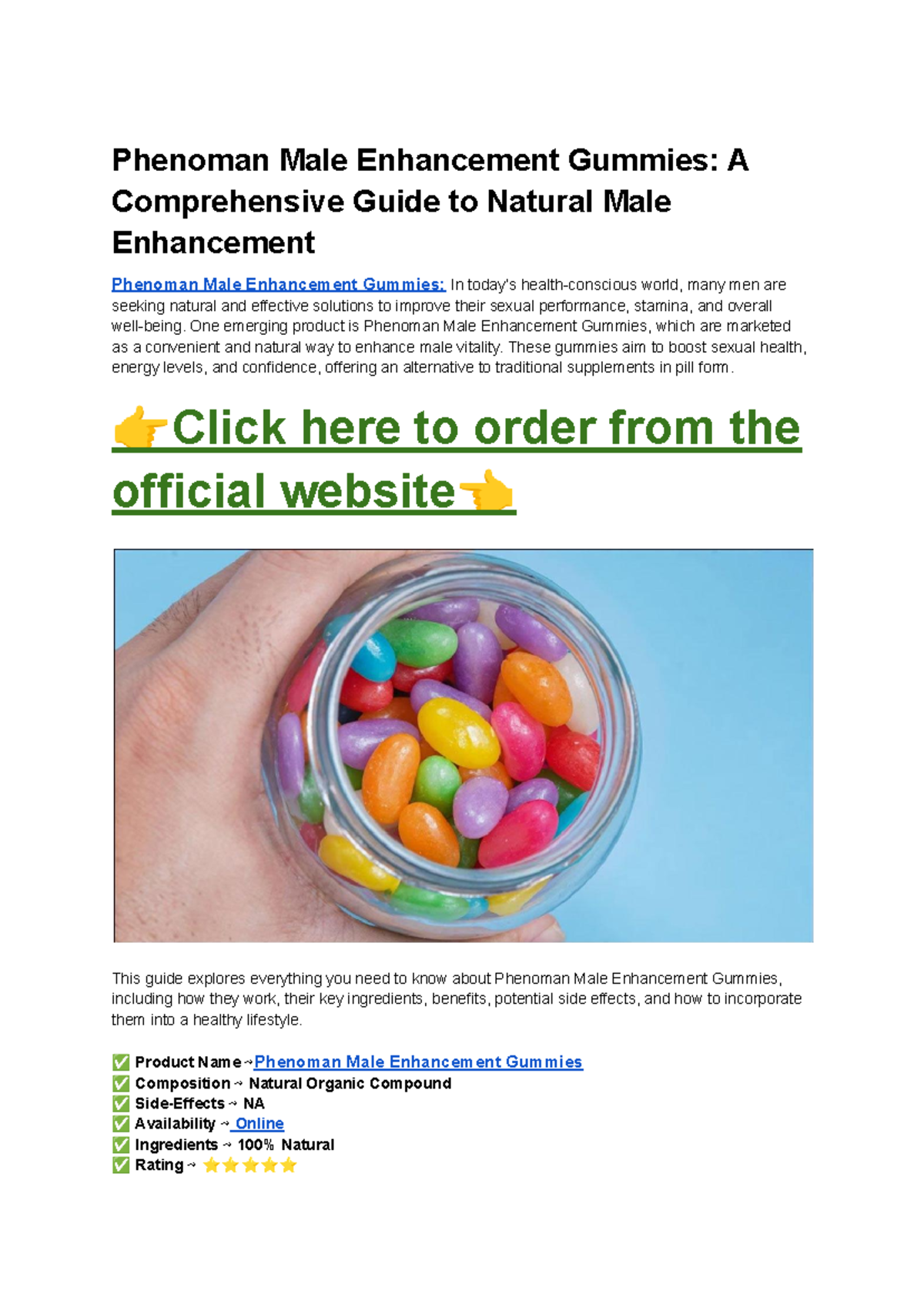 Phenoman Male Enhancement Gummies - One emerging product is Phenoman ...