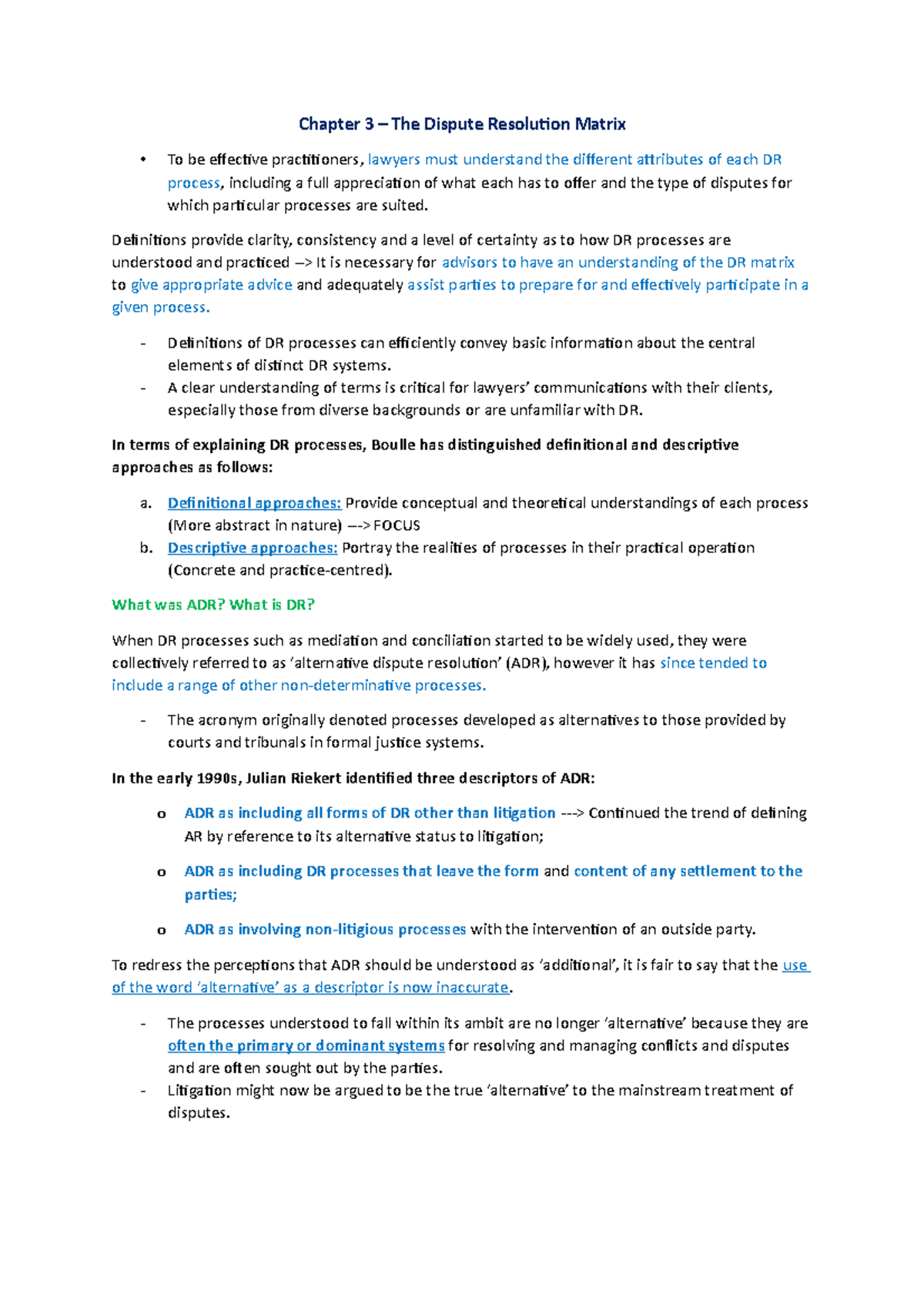 Chapter 3 - Summary of the topic for week 3 - Chapter 3 – The Dispute ...