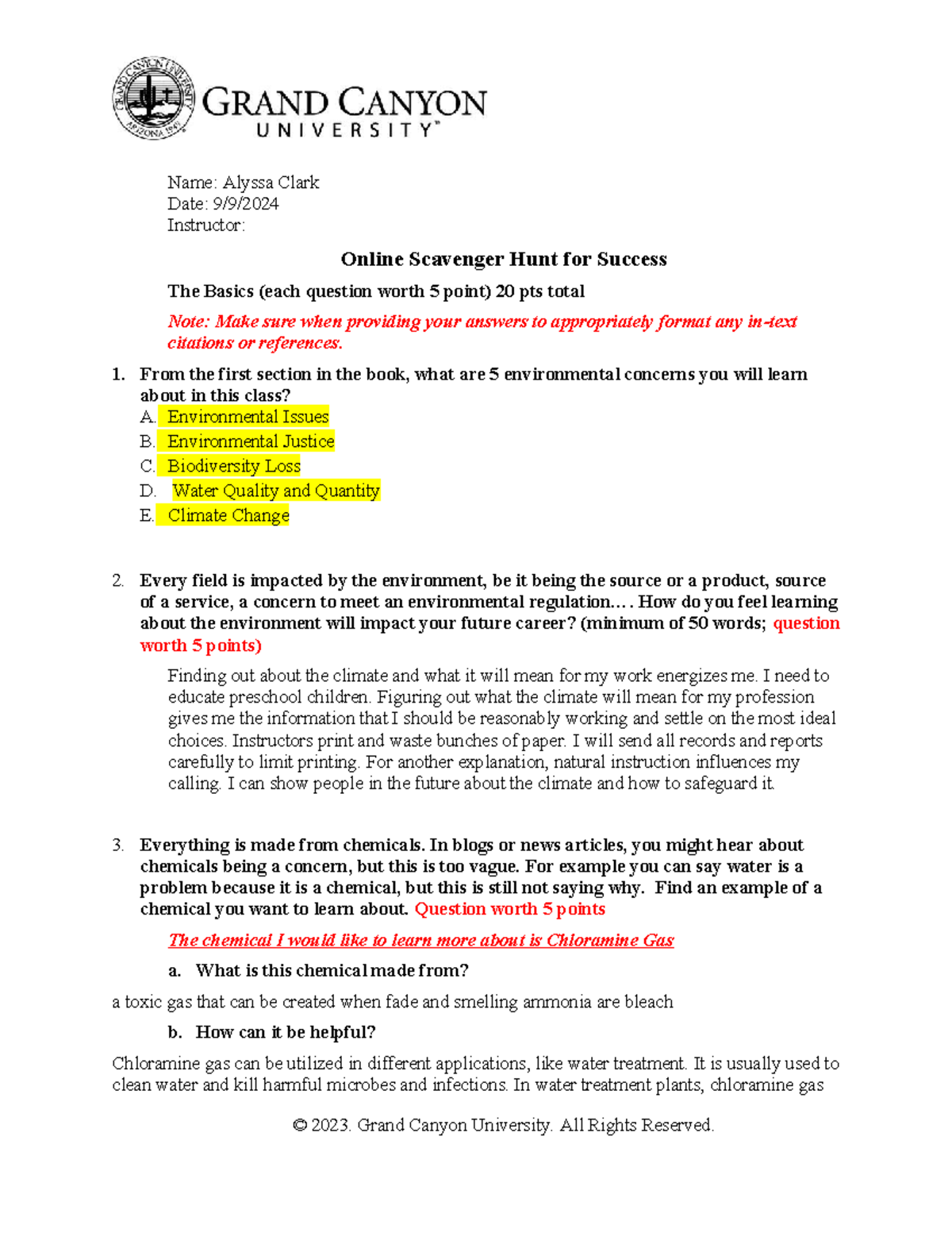 BIO-220-RS-Online Scavenger Hunt For Success Resource - Name: Alyssa ...