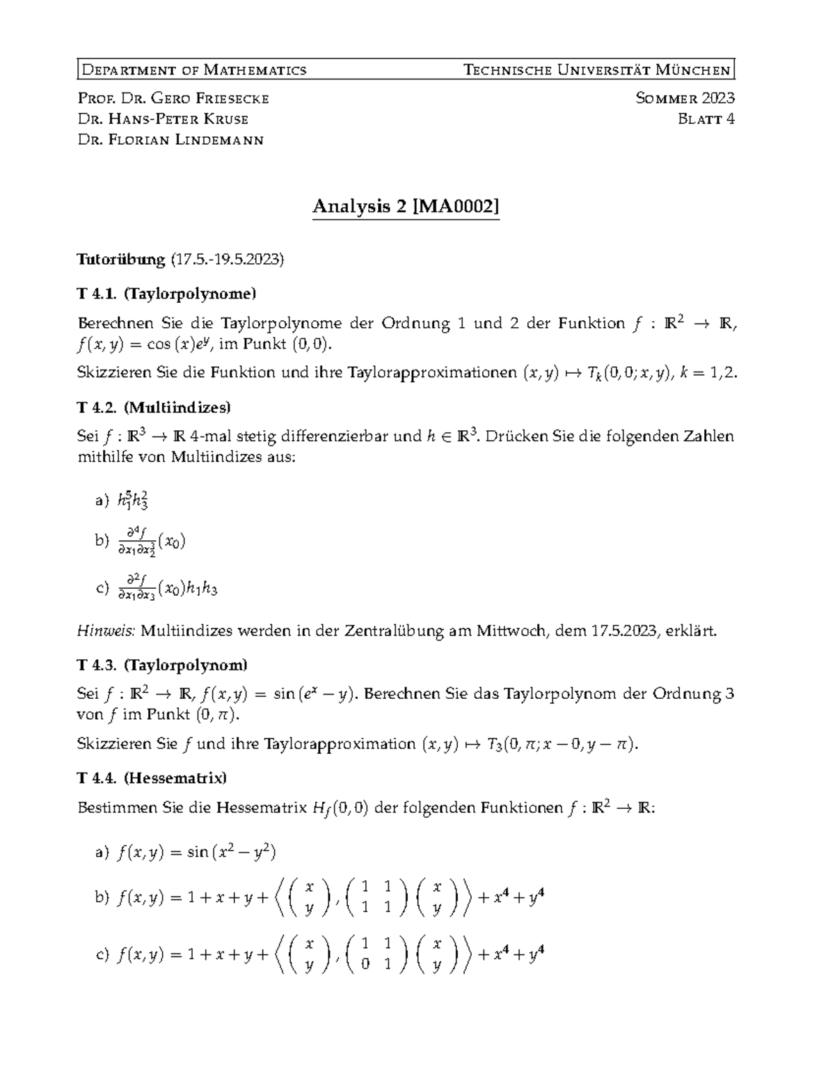 Blatt 04 Analysis 2 - Department of Mathematics Technische Universität ...