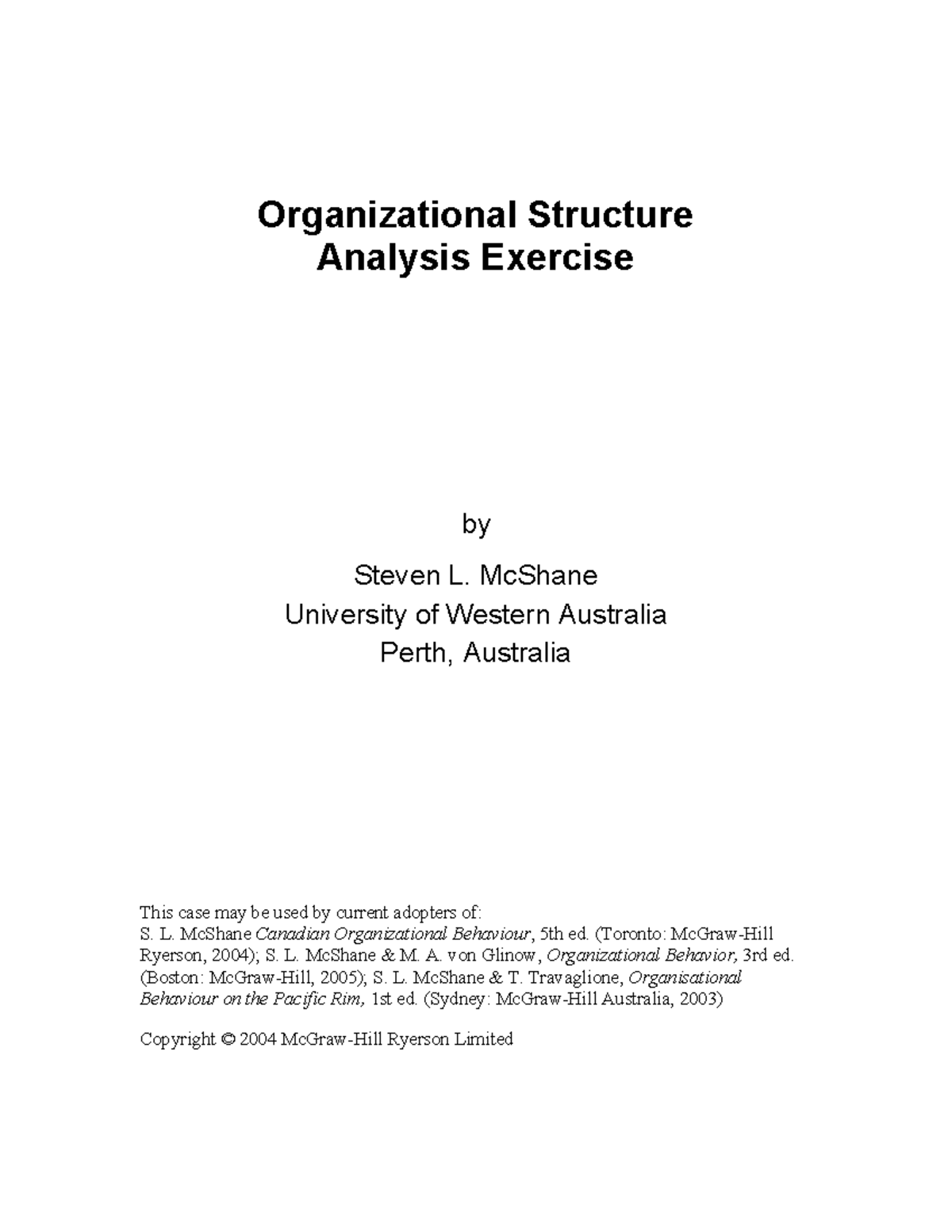 Organizational Structure Analysis Exerci - Organizational Structure ...