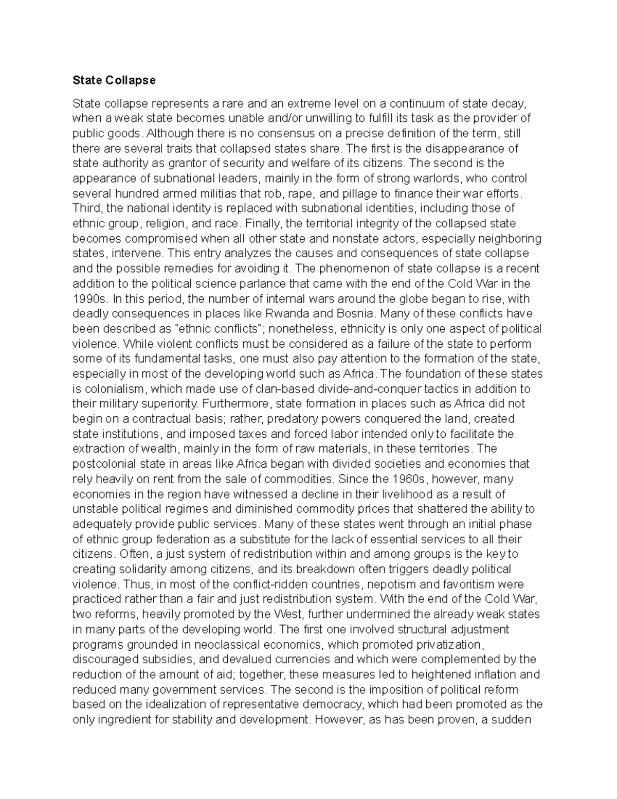 State Collapse - State Collapse State collapse represents a rare and an ...