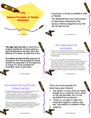 Faraid Calculation - Islamic Law of Succession - Studocu