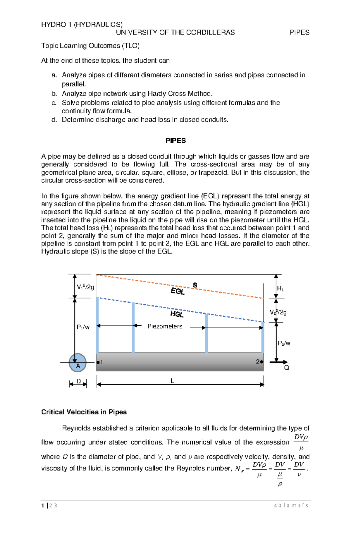 Hydro 1 - Fluid Flow in Pipes - Pipes in Series, Pipe in Parallel, and ...