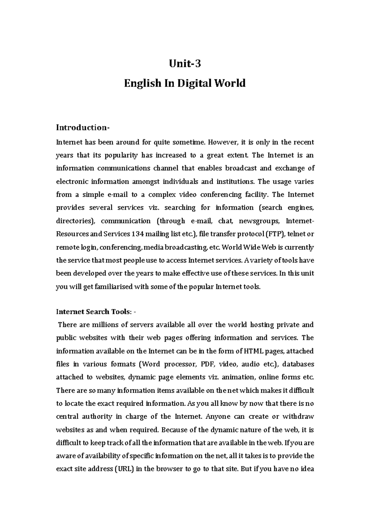 UNIT- 3 Communicative English - Unit- 3 English In Digital World ...