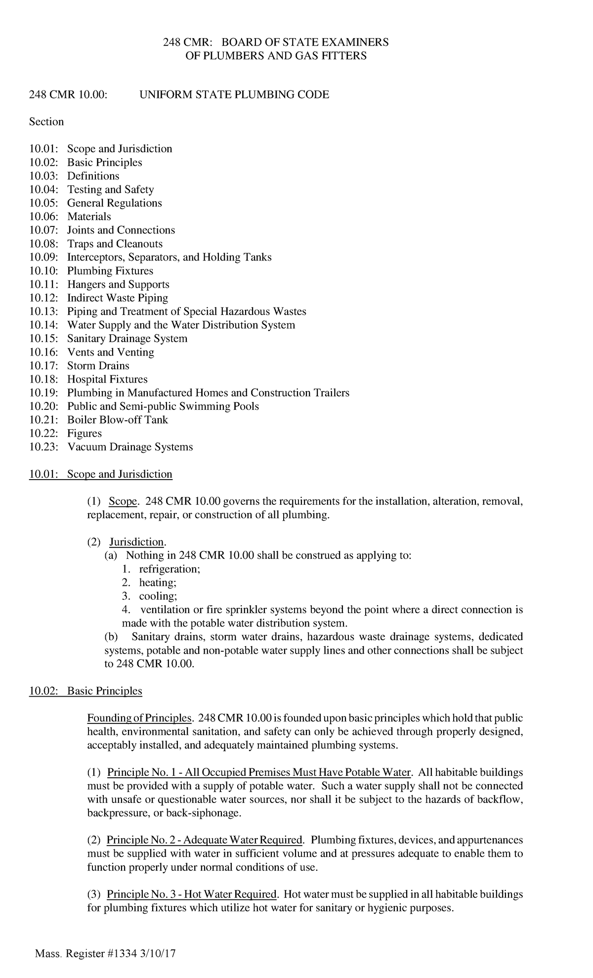 248cmr10 0 - good - OF PLUMBERS AND GAS FITTERS 248 CMR 10: UNIFORM ...