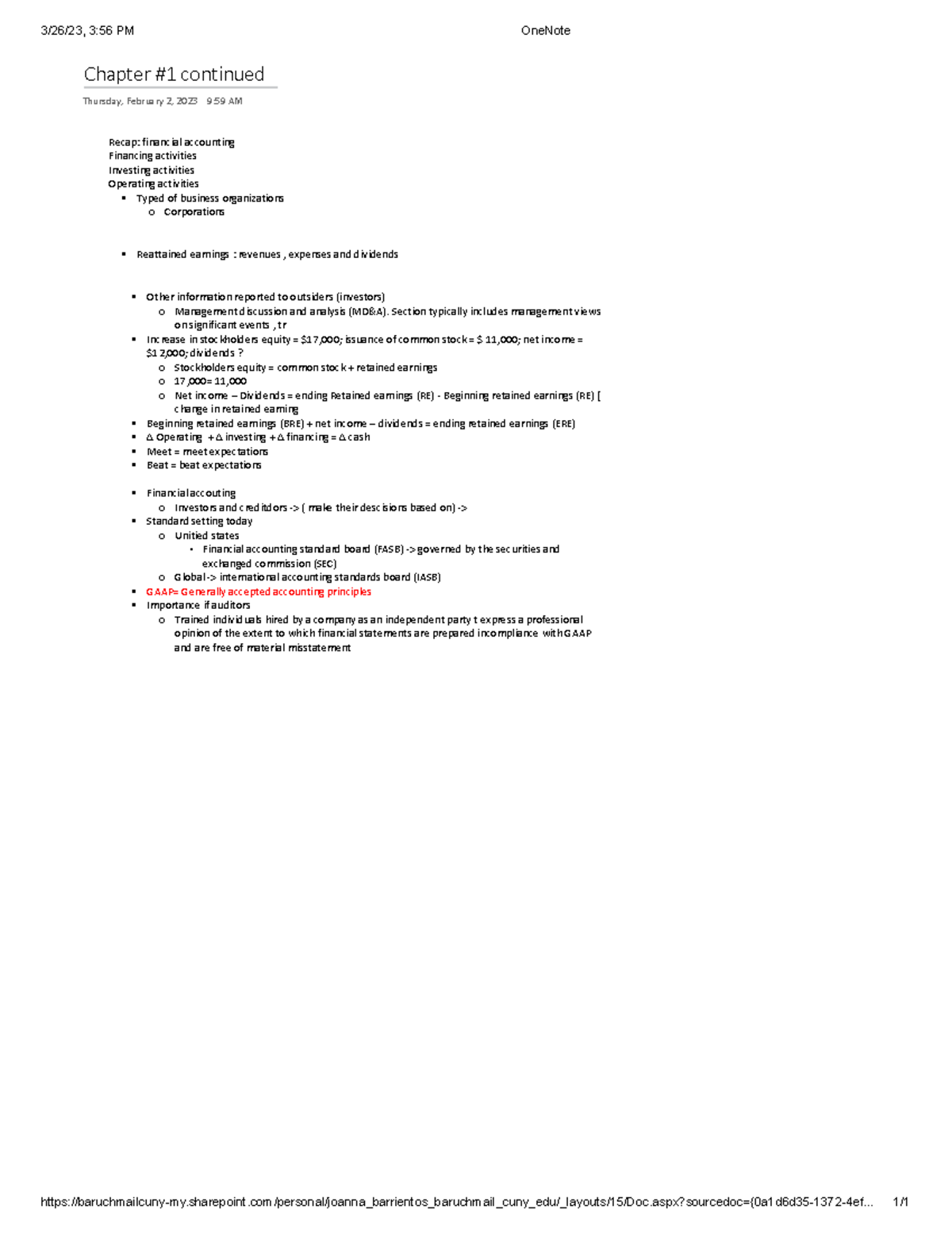 chapters 1 and 2 lecture notes - 3/26/23, 3:56 PM OneNote - Studocu