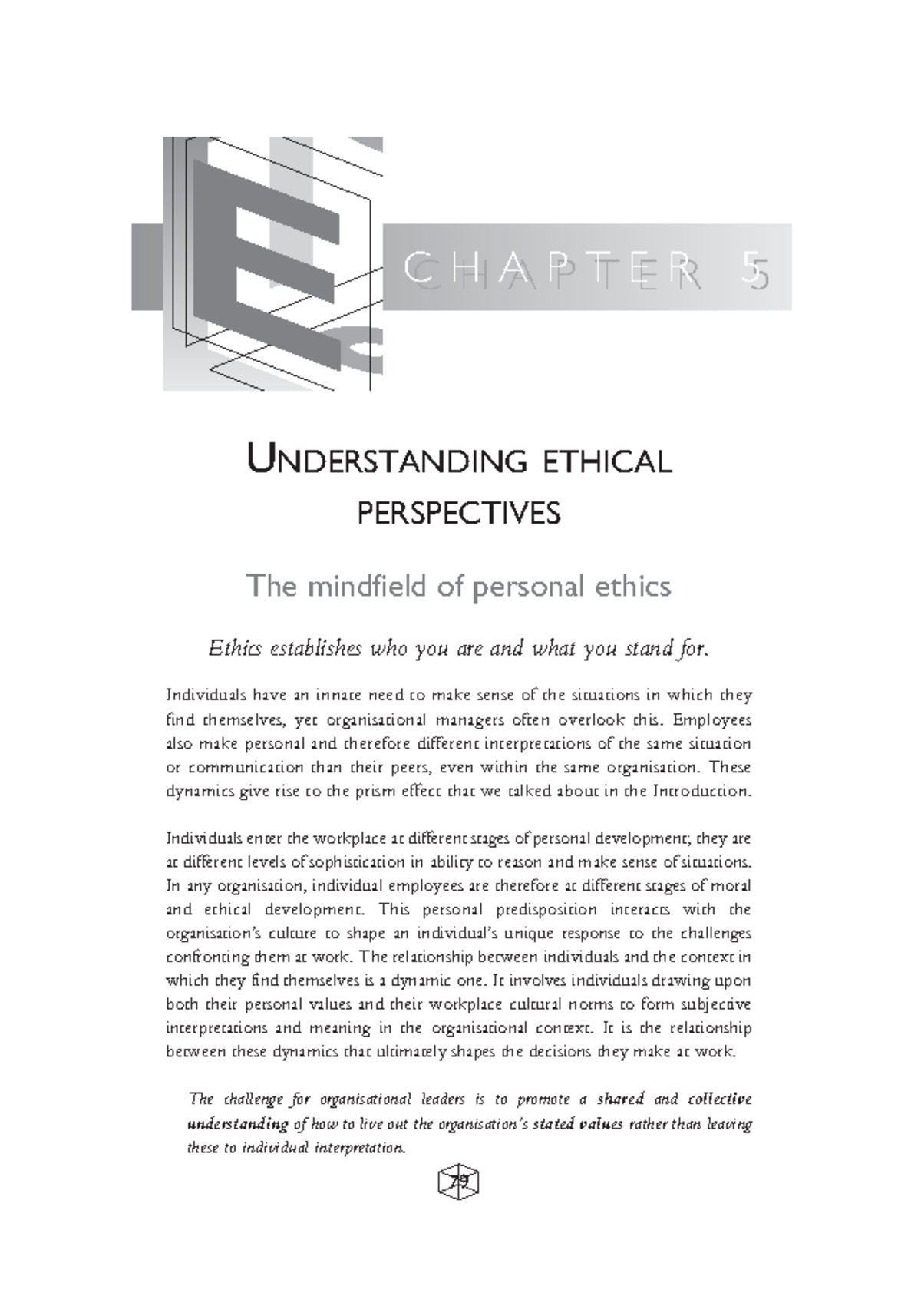 Article.Understanding Ethical Perspectives - C H A P T E R 5 ...