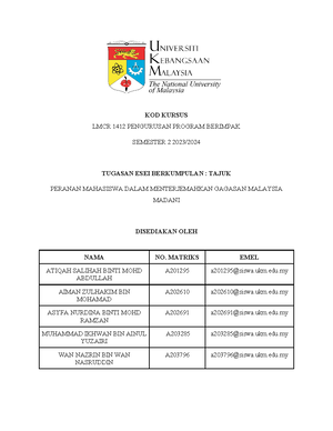 A197234 Laporan 3 Pelaksanaan Projek Stimulasi - KURSUS: LMCR1412 PENGURUSAN PROGRAM BERIMPAK ...