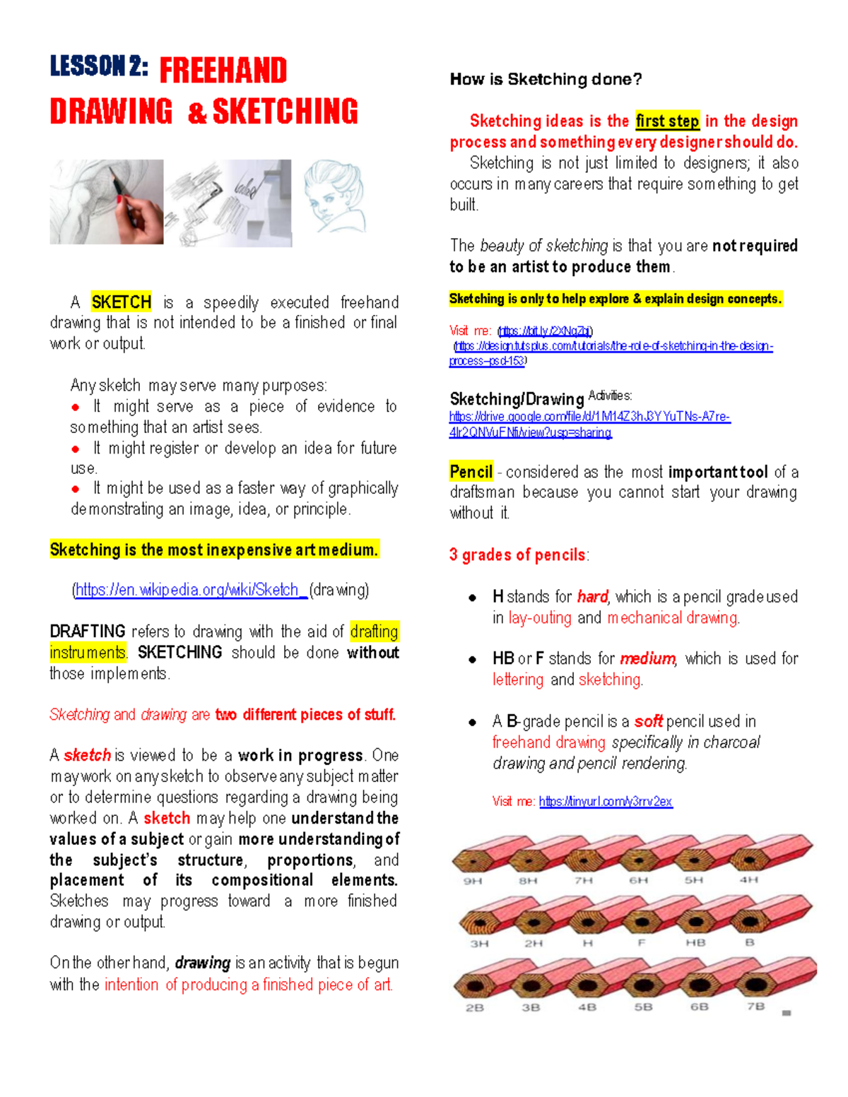 the fundamentals of nterior design technology - LESSON 2 : FREEHAND ...