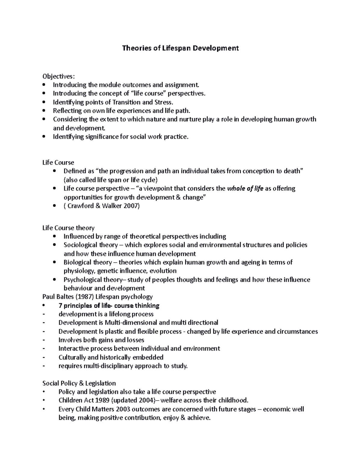 Notes for Lectures 1-3 in Human Growth and Development Module ...