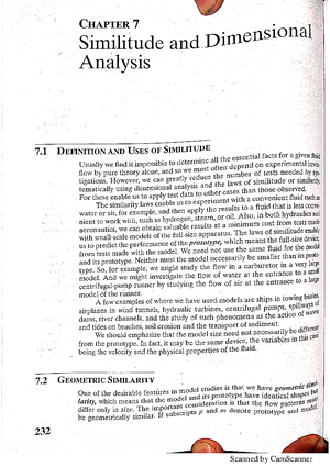 Chapter 7 Similitude and Dimensional Analysis - Hydraulics - Studocu
