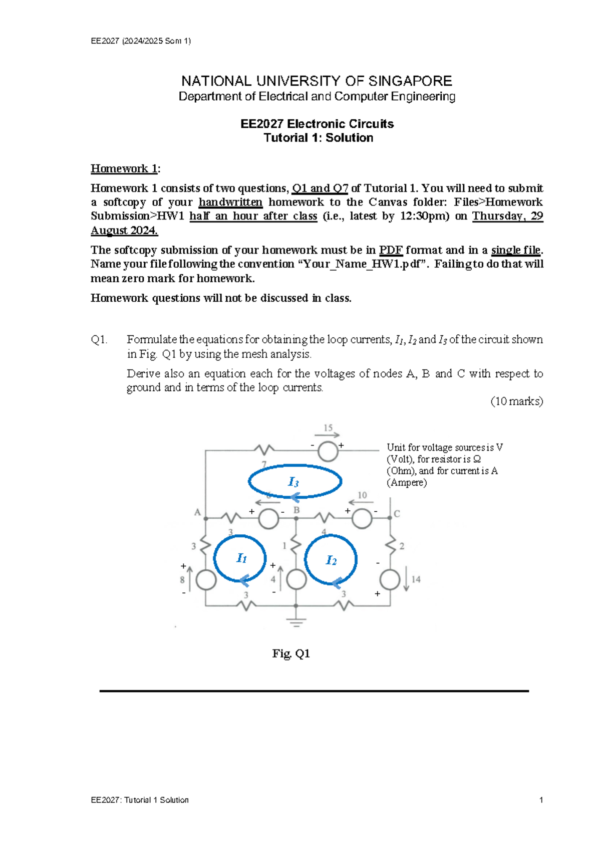EE2027 Tutorial 1 Solution Review and PN Junction AY2425S1 - NATIONAL ...