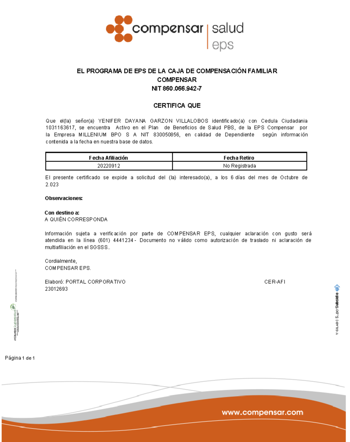 Compensar 1 - compesar - EL PROGRAMA DE EPS DE LA CAJA DE COMPENSACIÓN ...