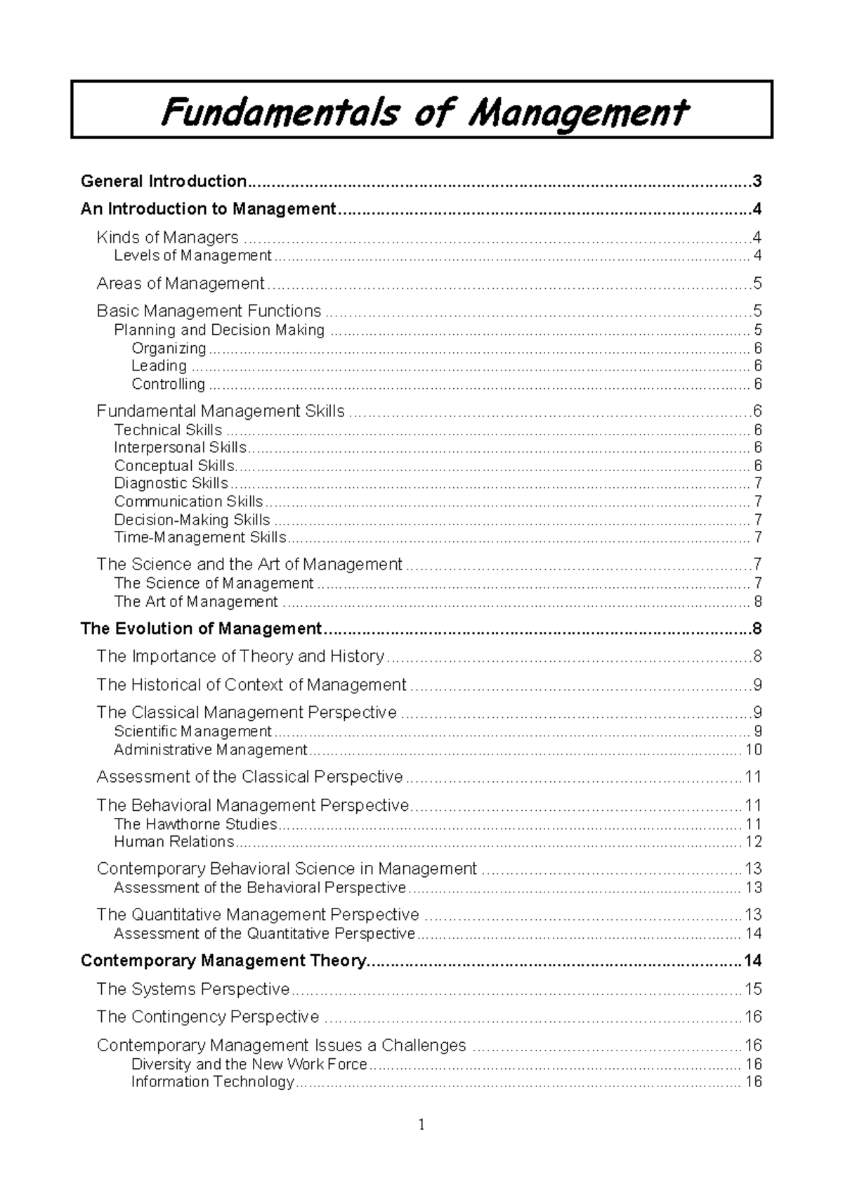 Fundamentals of management 1 - Management and Organization-I - Selcuk ...