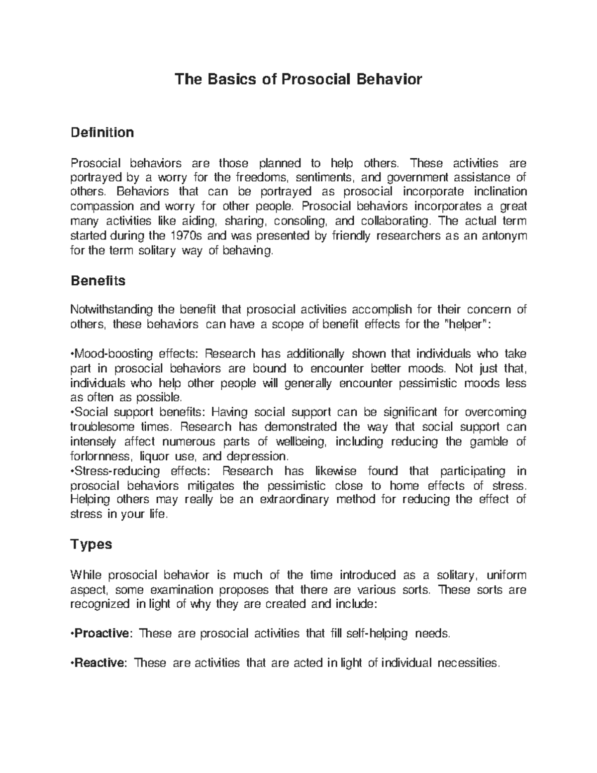 The Basics of Prosocial Behavior - The Basics of Prosocial Behavior ...