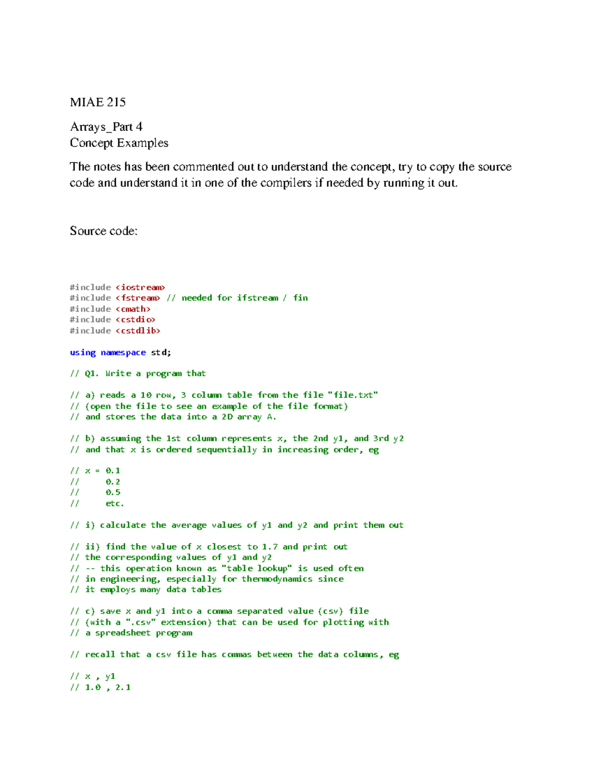 Arrays p4 examples - Arrays_Part 4_Examples MIAE 215 Arrays_Part 4 ...