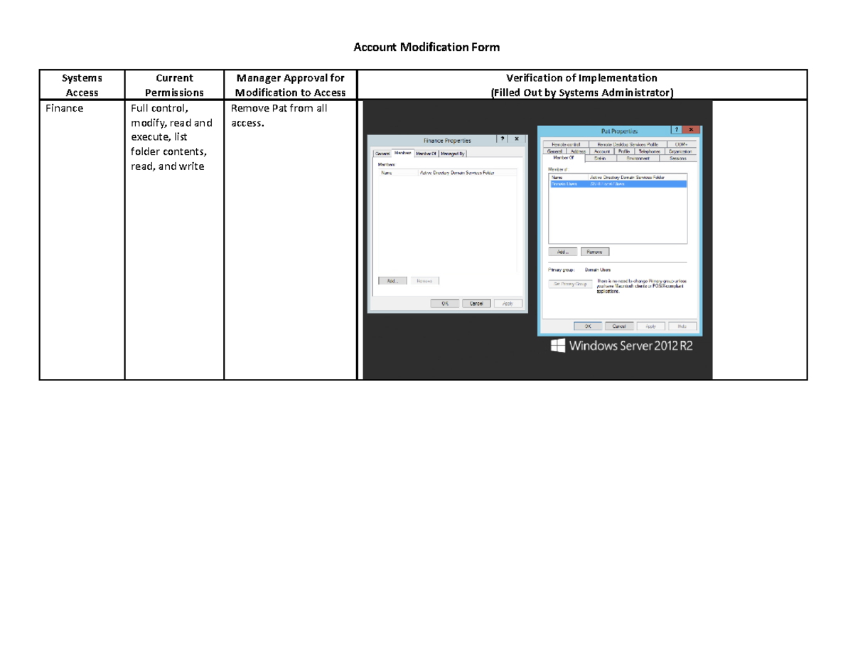 Account Modification Form - Account Modification Form Systems Access ...