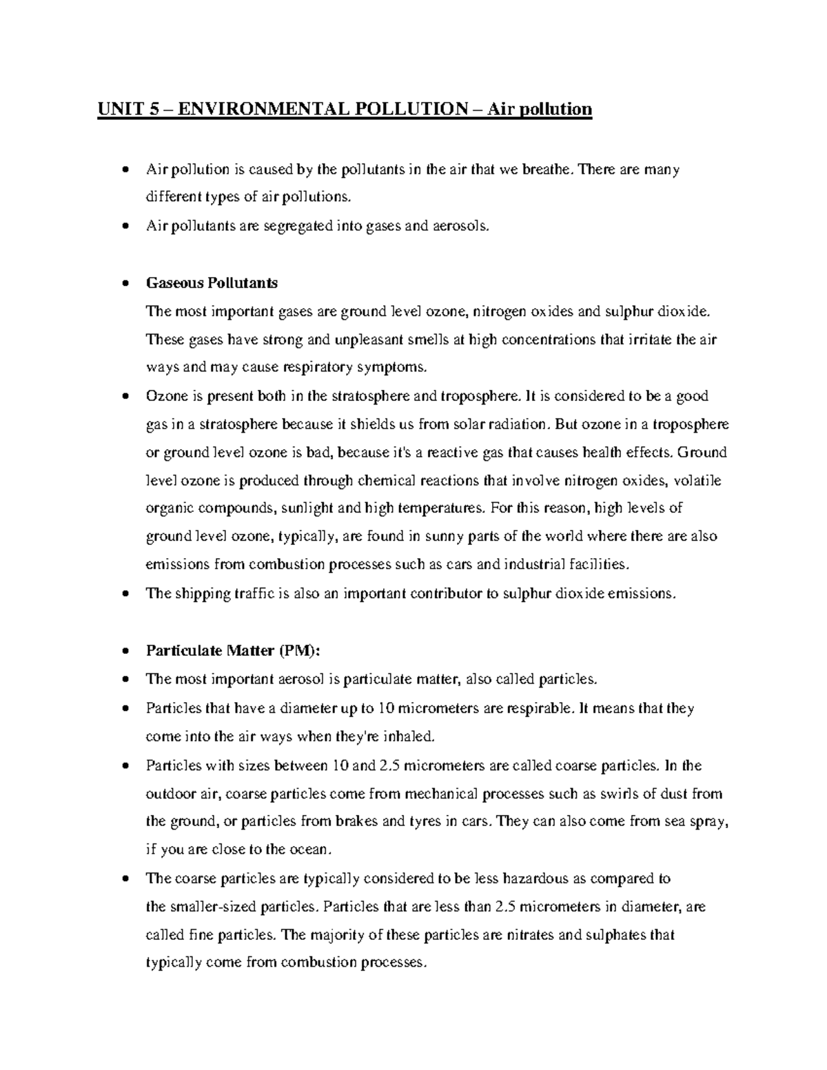 UNIT 5 - Environmental Pollution Air pollution - UNIT 5 – ENVIRONMENTAL ...
