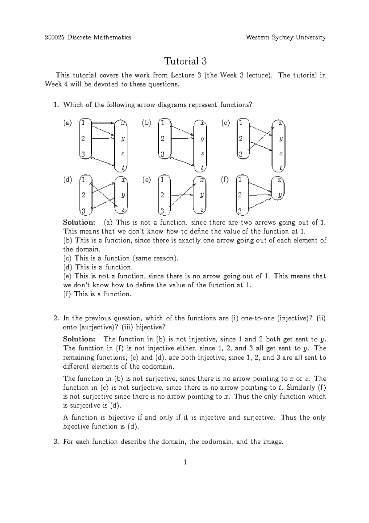 DM tutorial 3 solutions - 200025 Discrete Mathematics Western Sydney ...