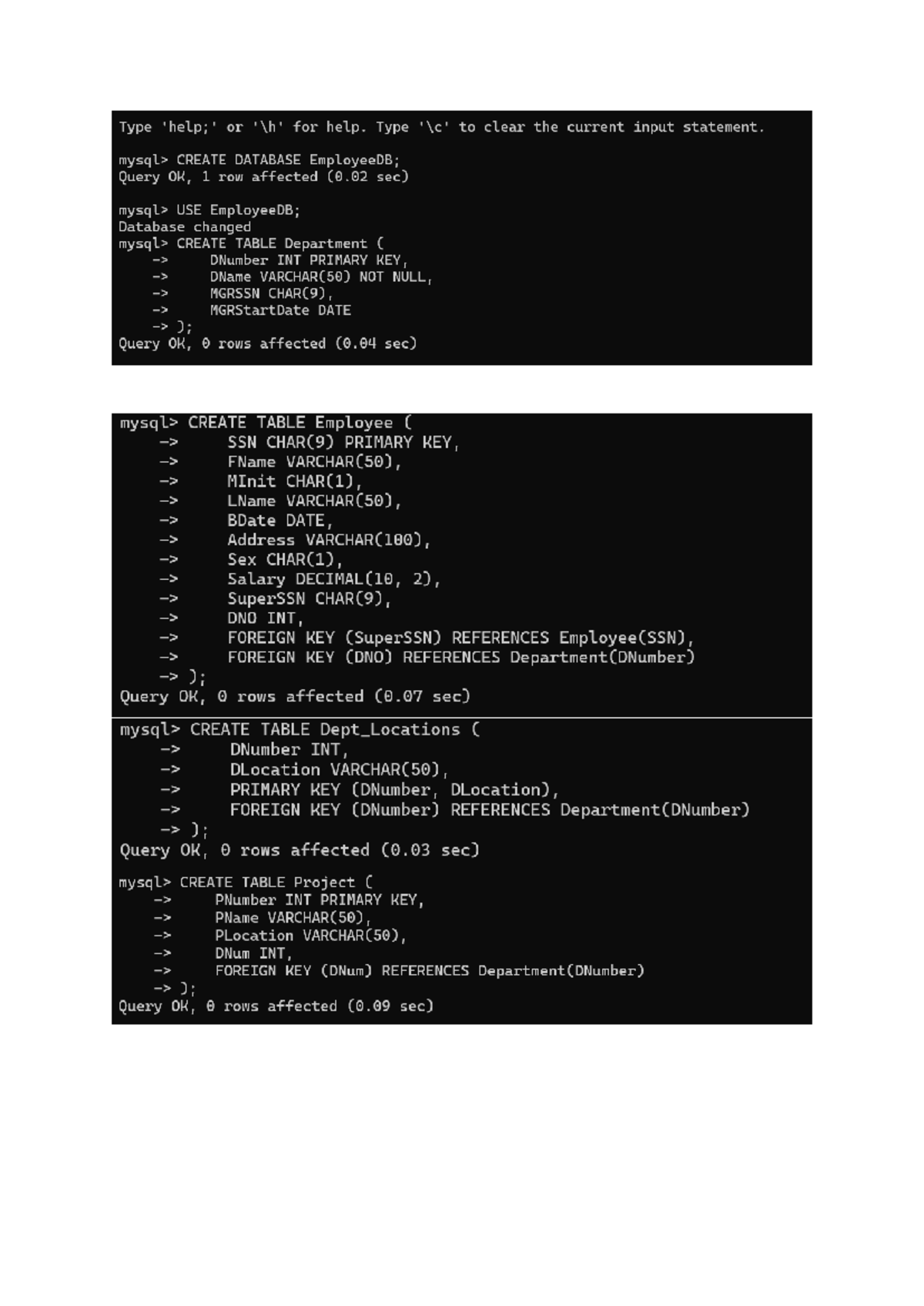 DBMS Assignment - dbms practicle - Type or for help. Type to clear the current input statement ...