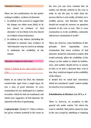 Lecture 10 - Lecture 10: Character Evidence Part 2 Bad Character of a ...