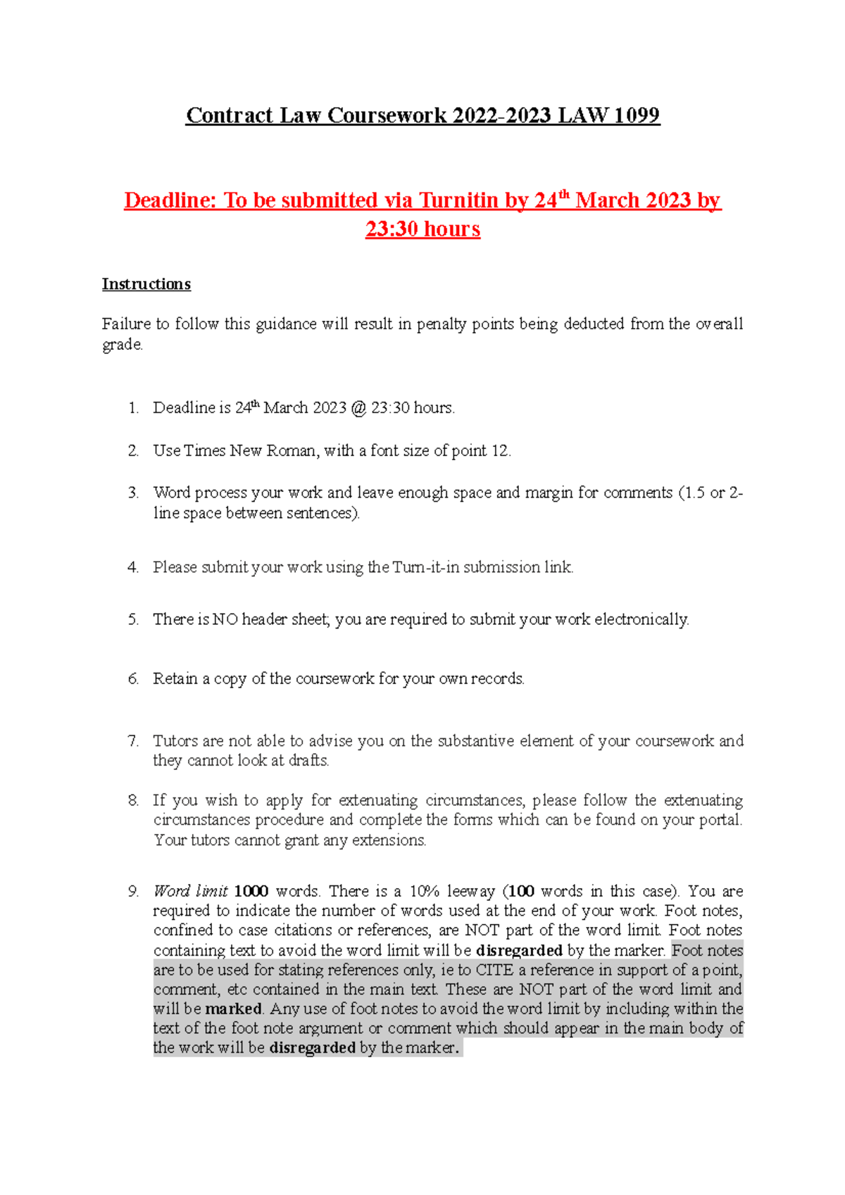 LAW1099 Assignment 1 - Asignment help - Contract Law Coursework 2022 ...