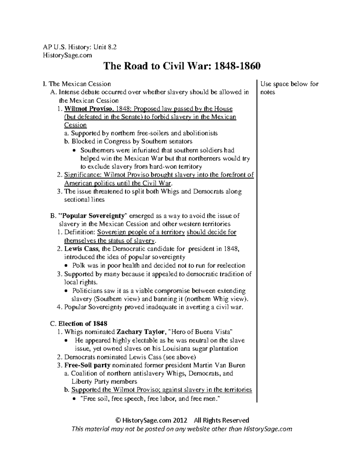 19-road to civil war-1848-1860 1 - © HistorySage 2012 All Rights ...