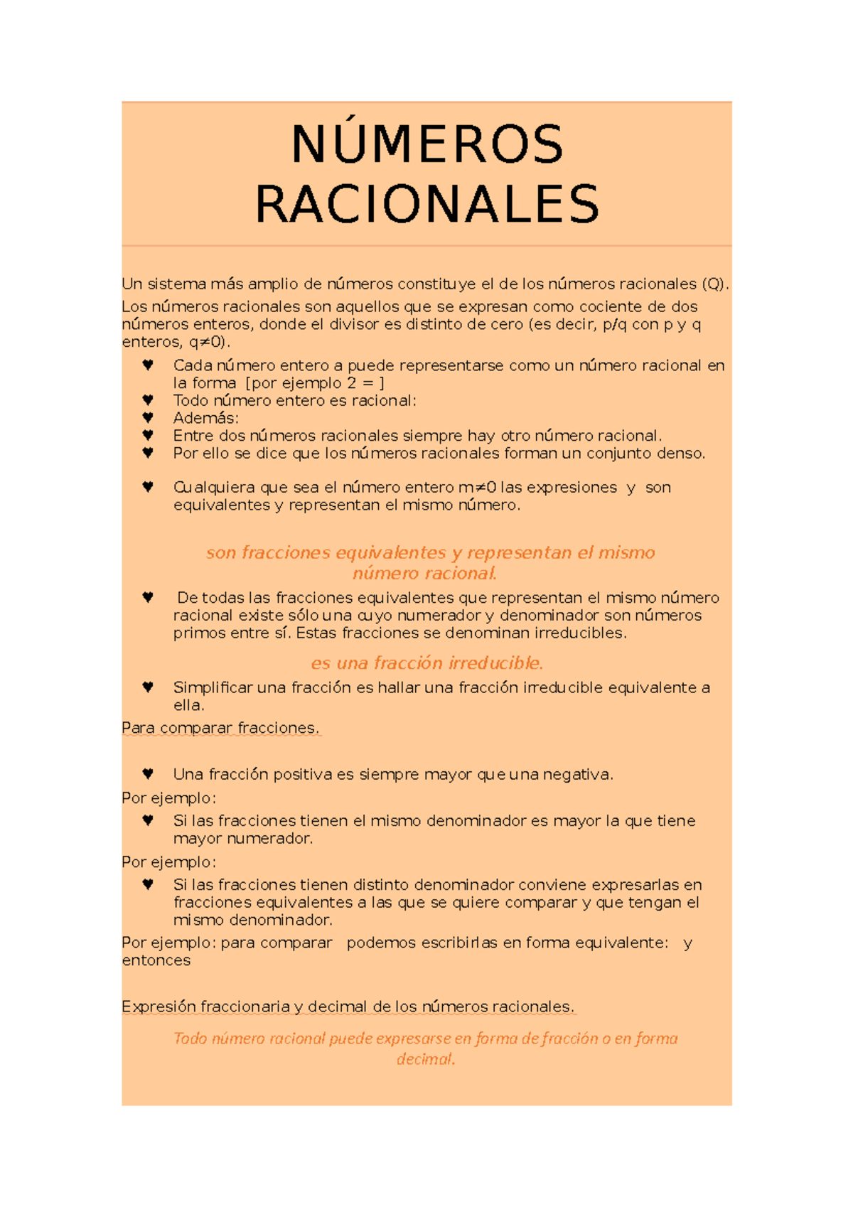 Números Racionales - Espero que les sirva, recomiendo usar el lector ...