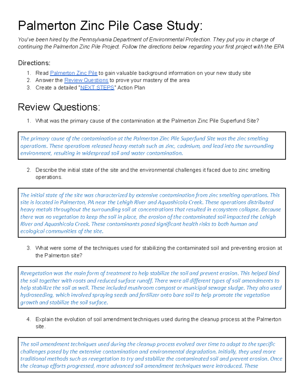 Copy of #5016 Palmerton Zinc Pile Case Study Article Review - Palmerton ...