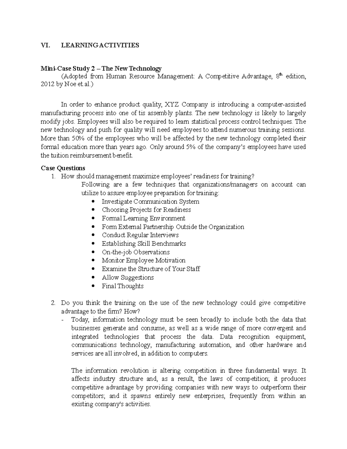 HRM6 Module 21 - training and development - VI. LEARNING ACTIVITIES ...