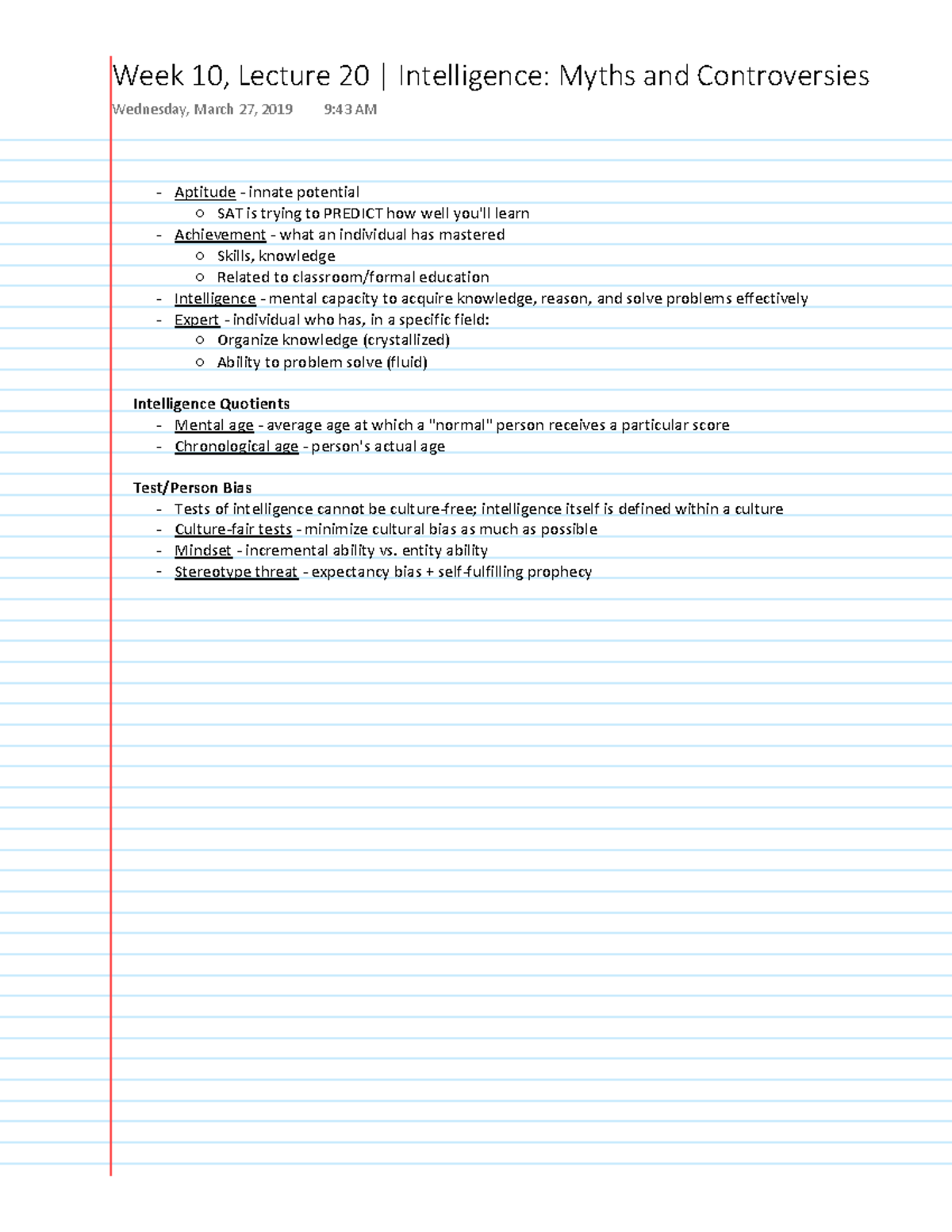 Intelligence: Myths and Controversies - ƉƚŝƚƵĚĞ Ͳ ŝŶŶĂƚĞ ƉŽƚĞŶƚŝĂů ż ...