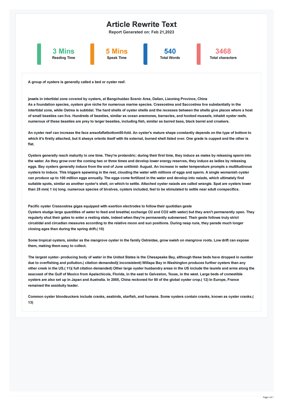 Ourte 6 - something - Article Rewrite Text Report Generated on: Feb 21 ...