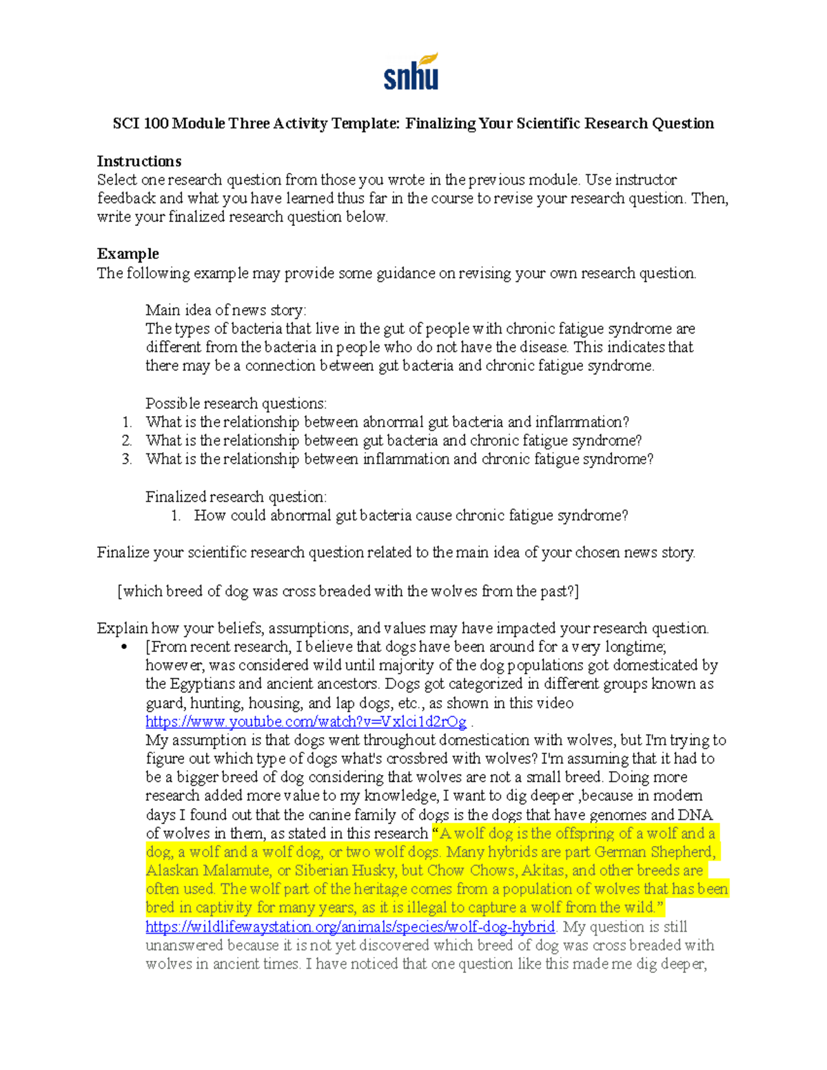 Scince 3-3 assignment question 1 - SCI 100 Module Three Activity ...